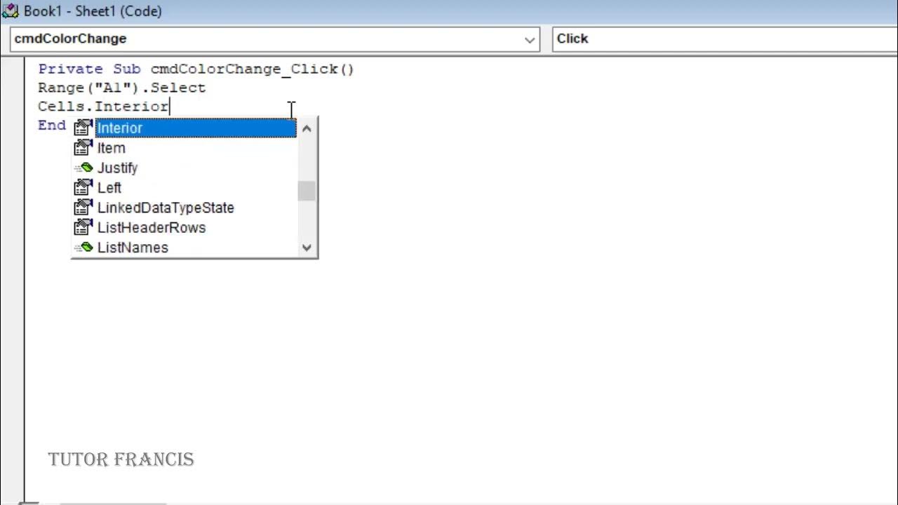 Coding in MS Excel - A programme that changes color of all cells when command button is clicked ...