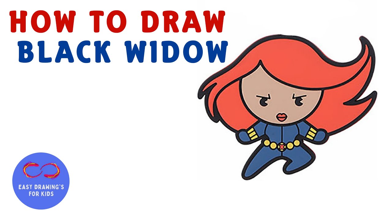 How to draw Chibi Black Widow #EasyDrawingsForKids Super week Ep 8 ...