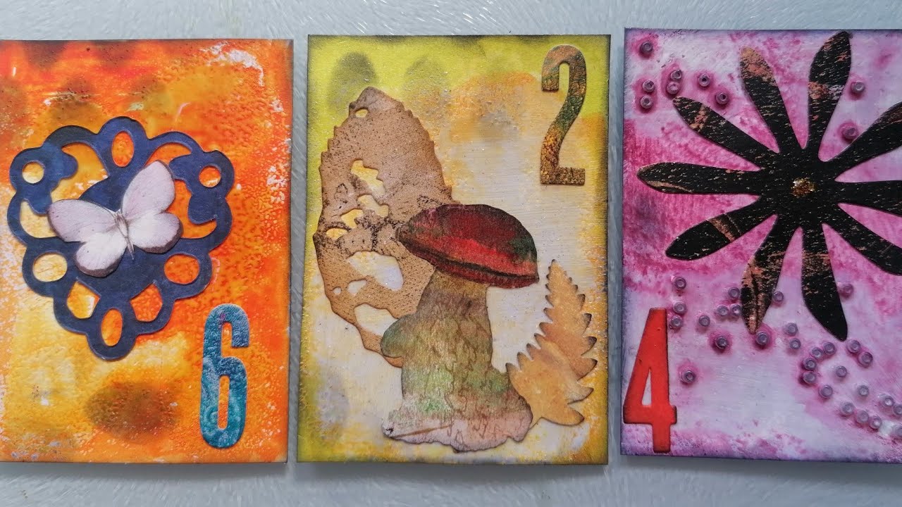 ATC workshop book by Bernie Berlin - project 17 - resin fresco - YouTube