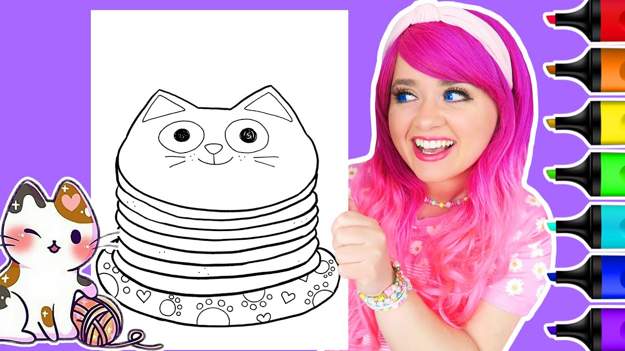 Coloring Cat Pancakes 🥞 Coloring Page | Ohuhu Art Markers - YouTube