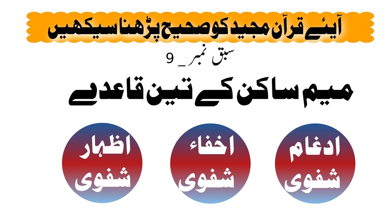 میم ساکن کے قاعدے بمعہ مثالوں کے || Rules of Meem Sakin with Examples ...