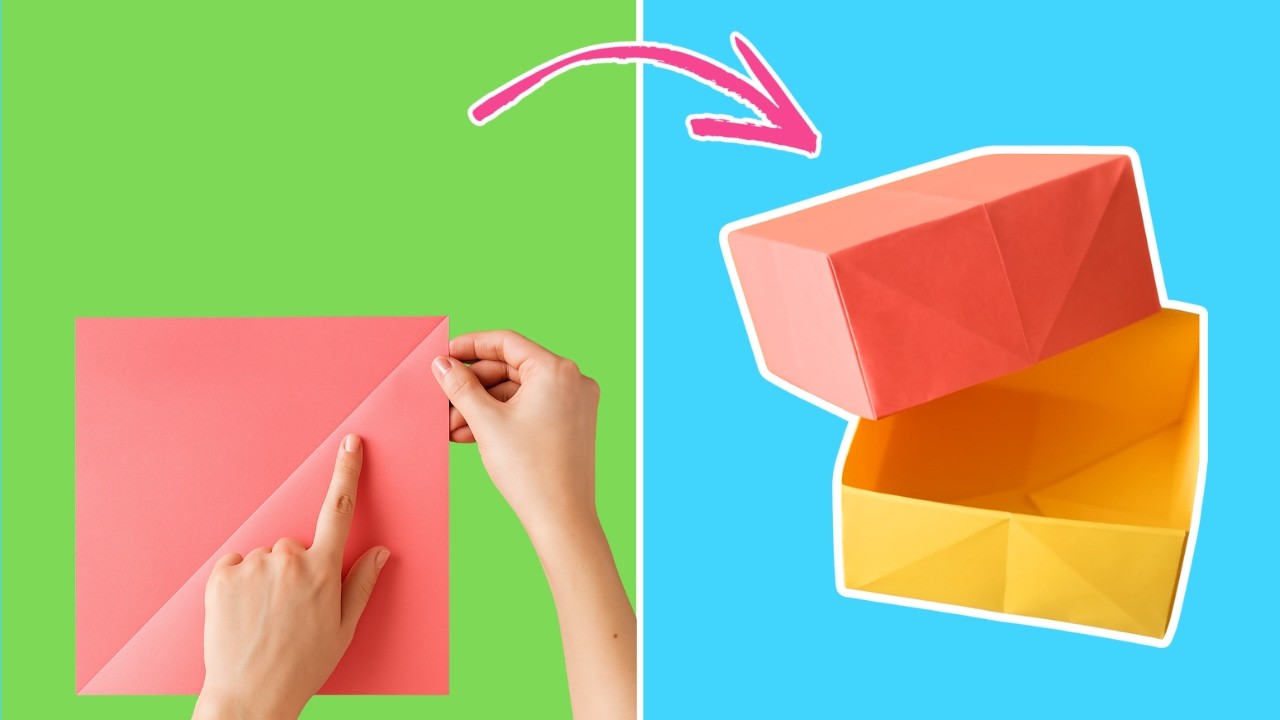 How to Make a 2 Piece Origami Box 🎁 | Easy DIY Gift or Storage Idea ...