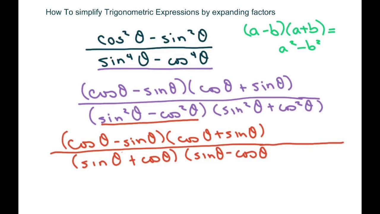How To Simplify Trigonometric Expressions By Expanding Factors ...