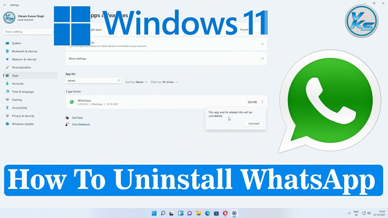 How To Uninstall WhatsApp On Windows 11 - YouTube