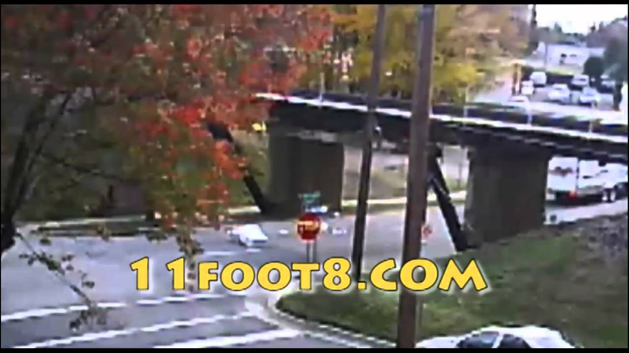 11foot8 bridge removes A/C from camper - YouTube