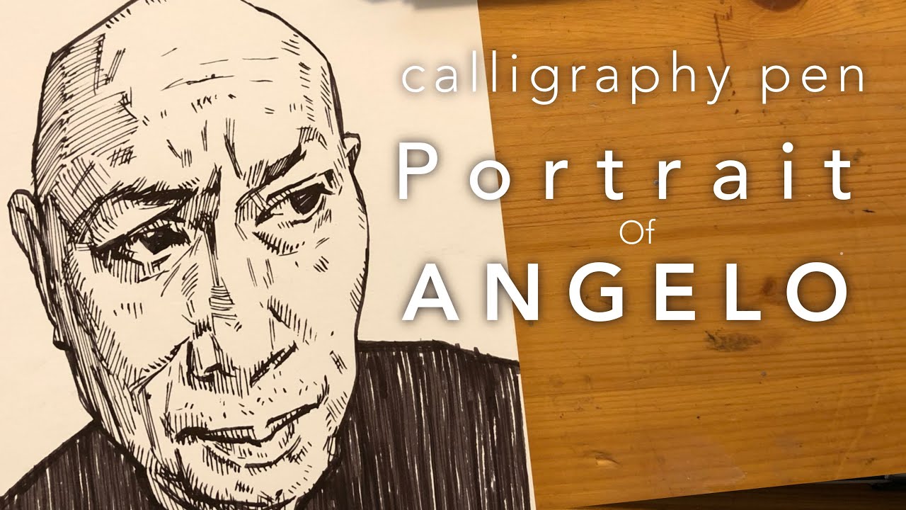 Drawing and learning - a calligraphy pen portrait of Angelo Perez - YouTube