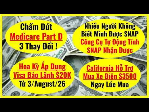 CHẤM DỨT MEDICARE PART D/CÔNG CỤ TỰ  TÍNH SNAP/HỖ TRỢ $3500 XE ĐIỆN/VISA US $20K ! CUỘC SỐNG MỸ 365