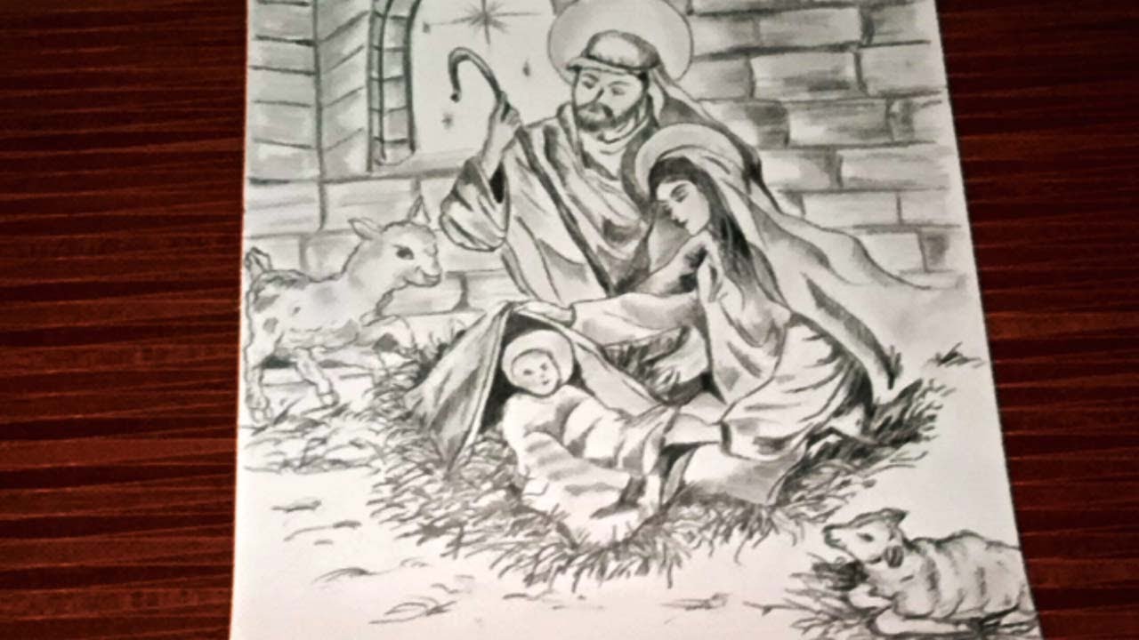 Jesus Christ birth scenery drawing | christ birth drawing | Jesus ...