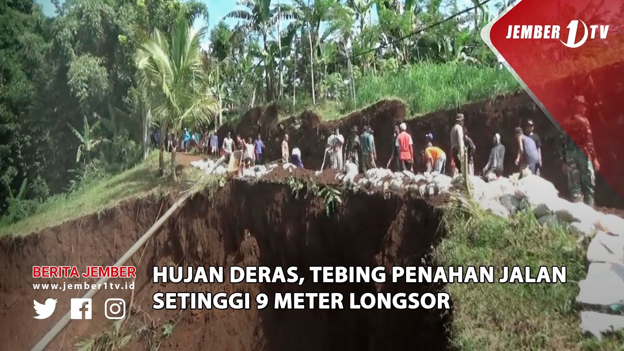 HUJAN DERAS, TEBING PENAHAN JALAN SETINGGI 9 METER LONGSOR - YouTube