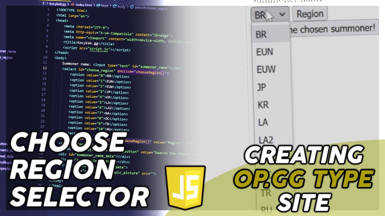 Creating OP.GG type site with Javascript #2 Choose Region - YouTube