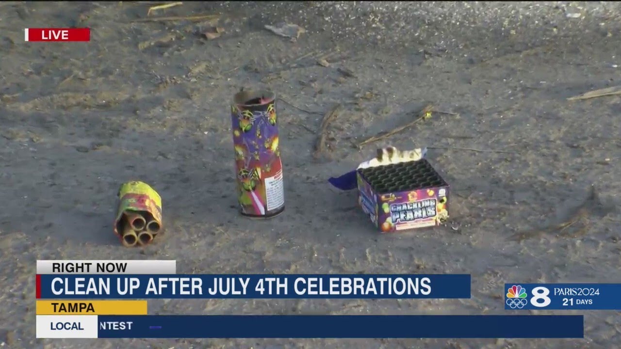 Volunteers pick up trash to clean up after Fourth of July celebrations ...