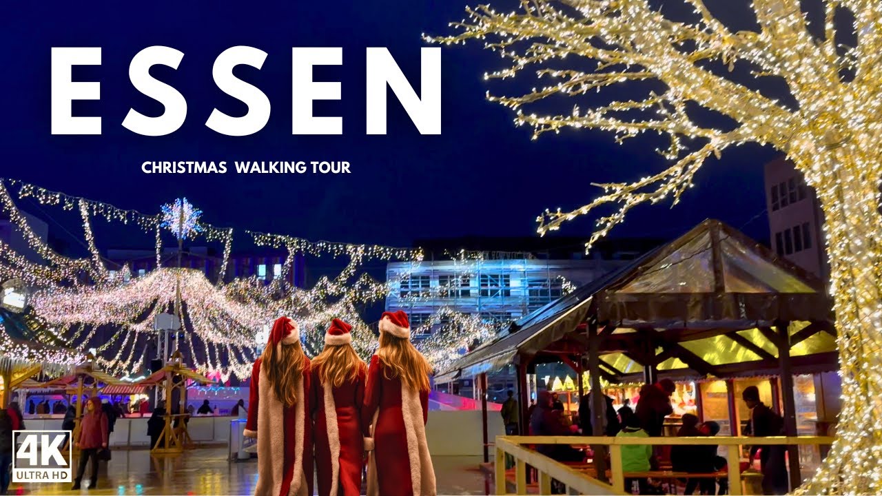 Essen Christmas Walking Tour, 4K HDR Winter Tour in Germany with Lights ...