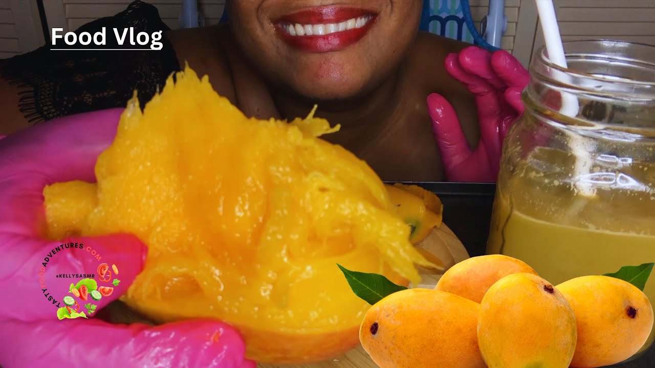 Refreshing Juicy Mango + Homemade Vegetable Fruit Juice | Messy ASMR ...