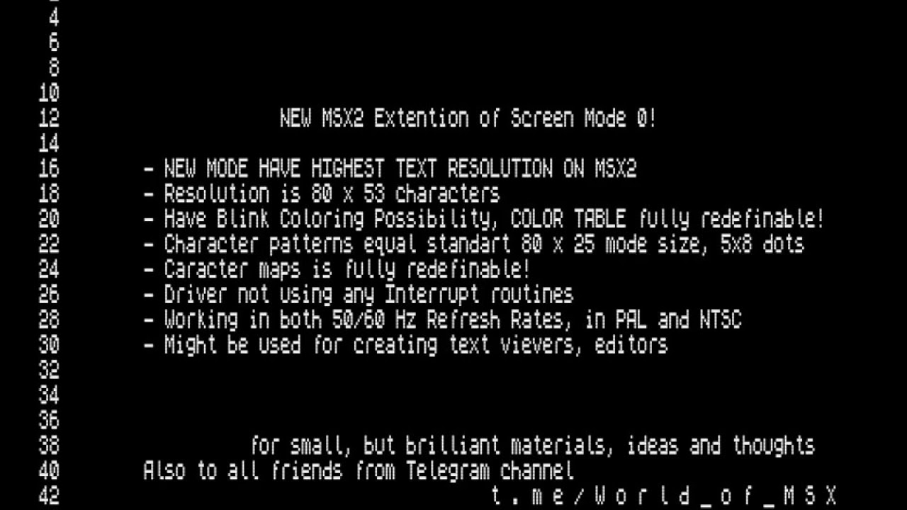 New Extended High Resolution Text Screen Mode on MSX2! - YouTube