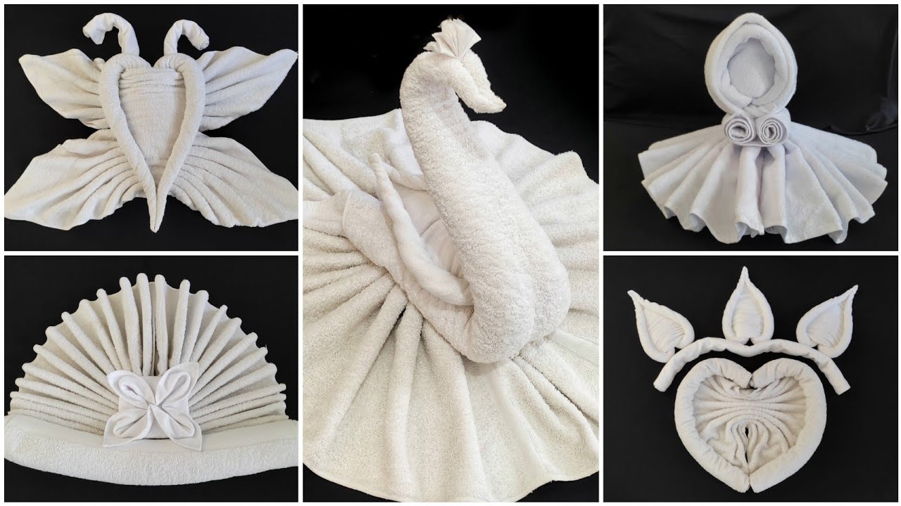 5 ideas of Towel folding origami, Heart, Swan, Butterfly, Princess ...