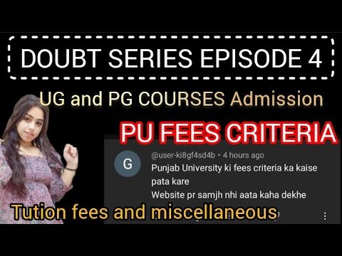 FEE STRUCTURE OF ALL COURSES UG AND PG OF PANJAB UNIVERSITY CHANDIGARH ...