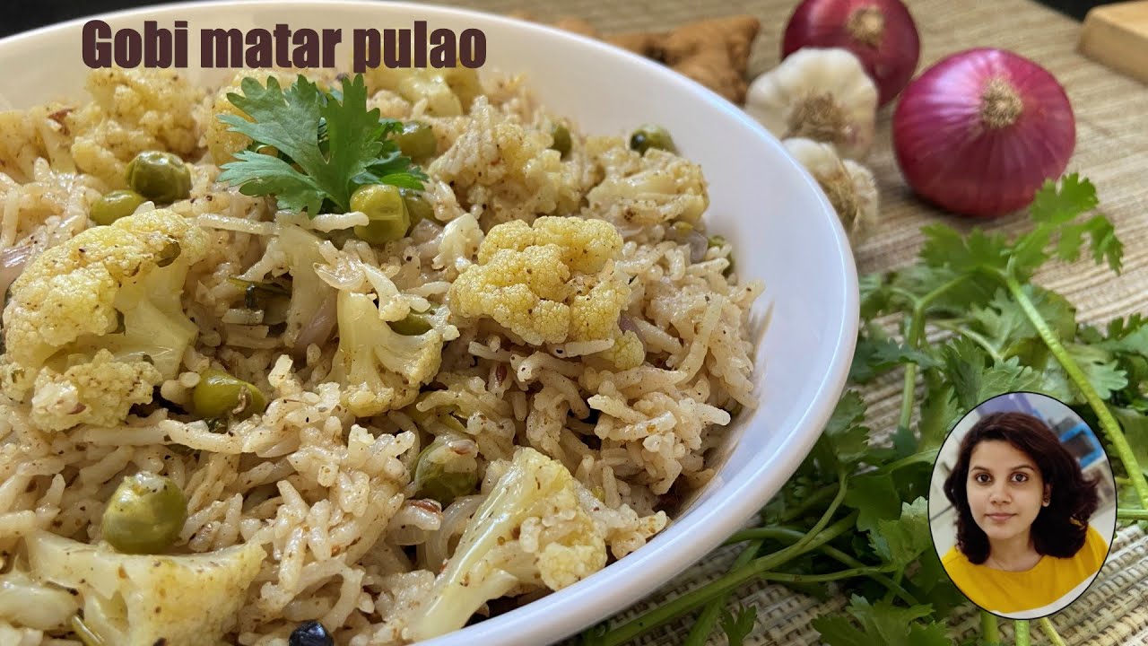 Cauliflower green peas rice in pressure cooker | Gobi matar pulao ...