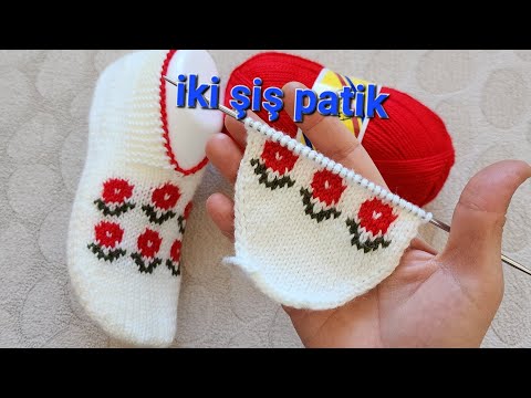Beşşiş görünümlü dikişsiz iki şiş çiçekli patik ✅️ #dikişsizikişişpatik ✅️ @divapatik