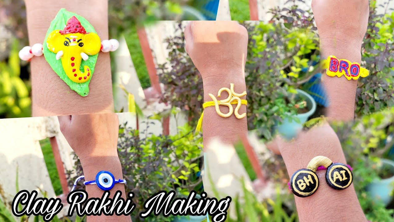 5 DIY HANDCRAFTED RAKHI / Clay Rakhi Making/ DIY Easy Rakhi Making ...