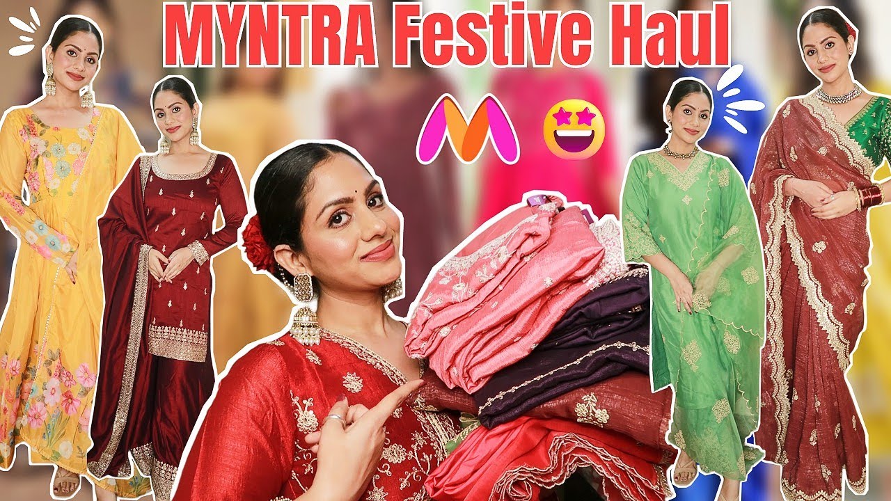 Huge Myntra festive Haul🥰 Karvachauth and Diwali special💕 kurta sets ...