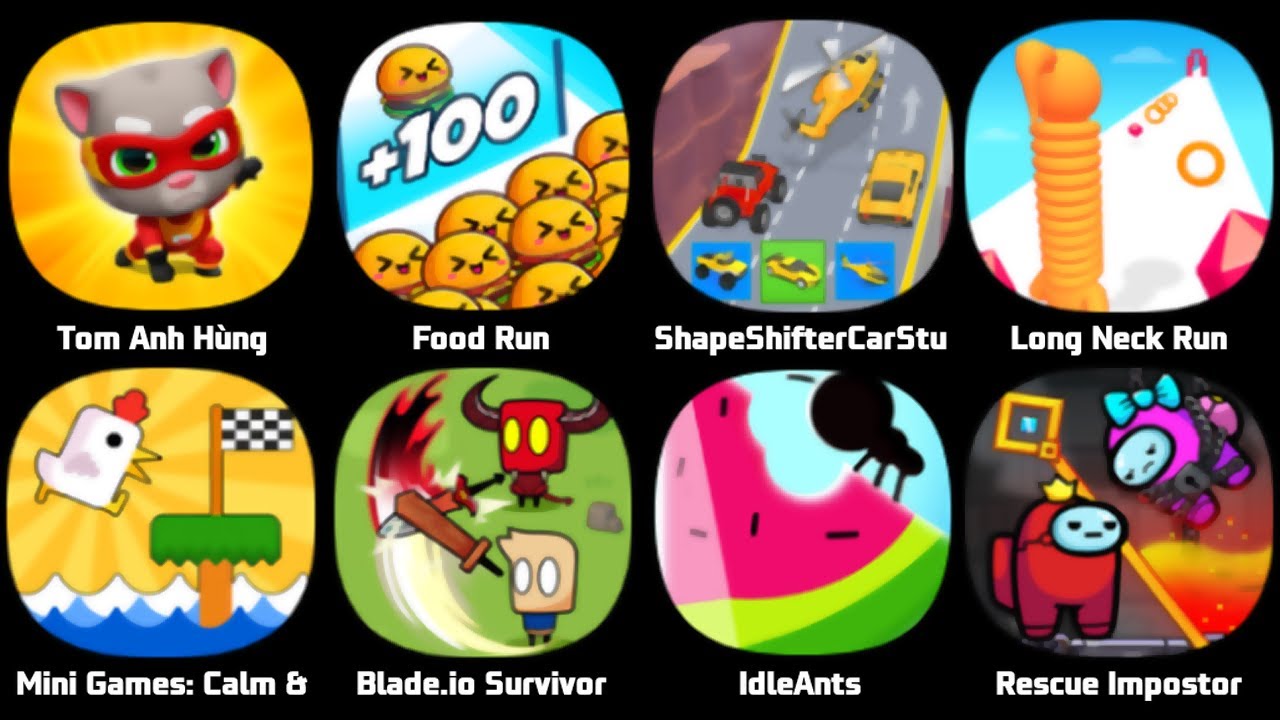 Tom Hero, Food Run, Long Neck Run, Mini Games, Blade Survivor Battle ...