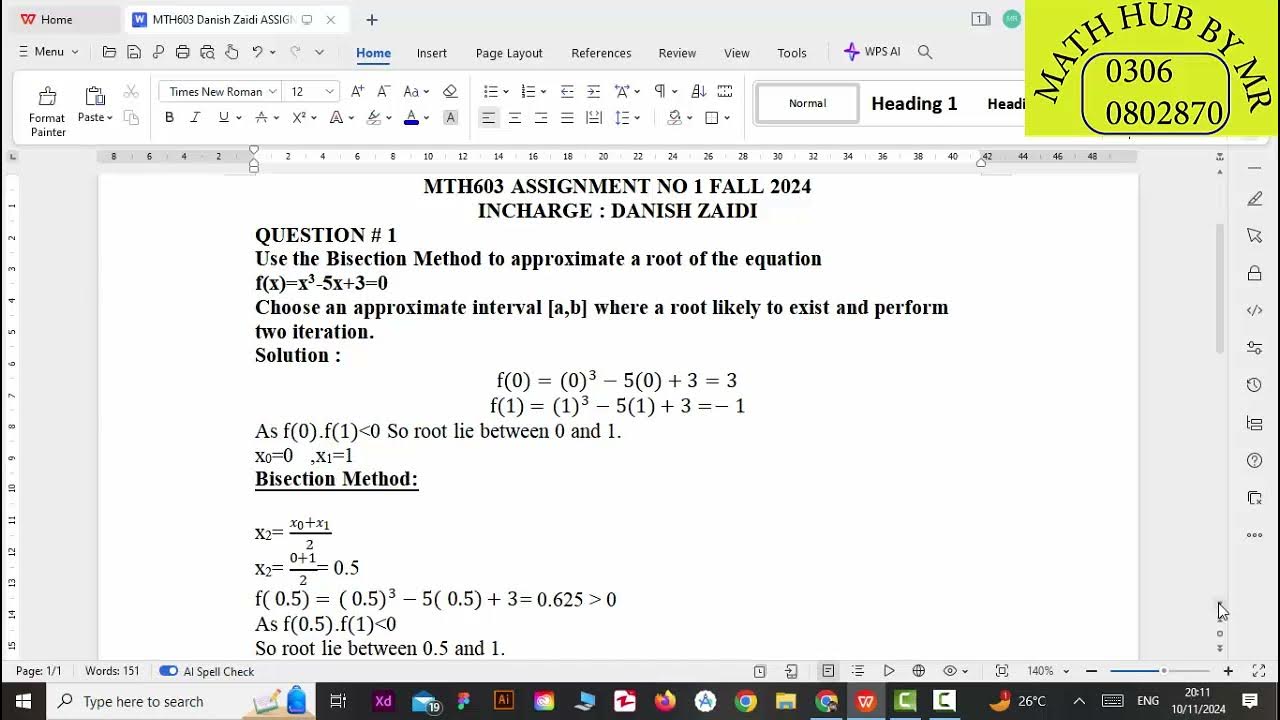 MTH603 ASSIGNMENT NO 1 SOLUTION FALL 2024 INCHARGE DANISH ZAIDI BY MUHAMMAD RAMZAN - YouTube