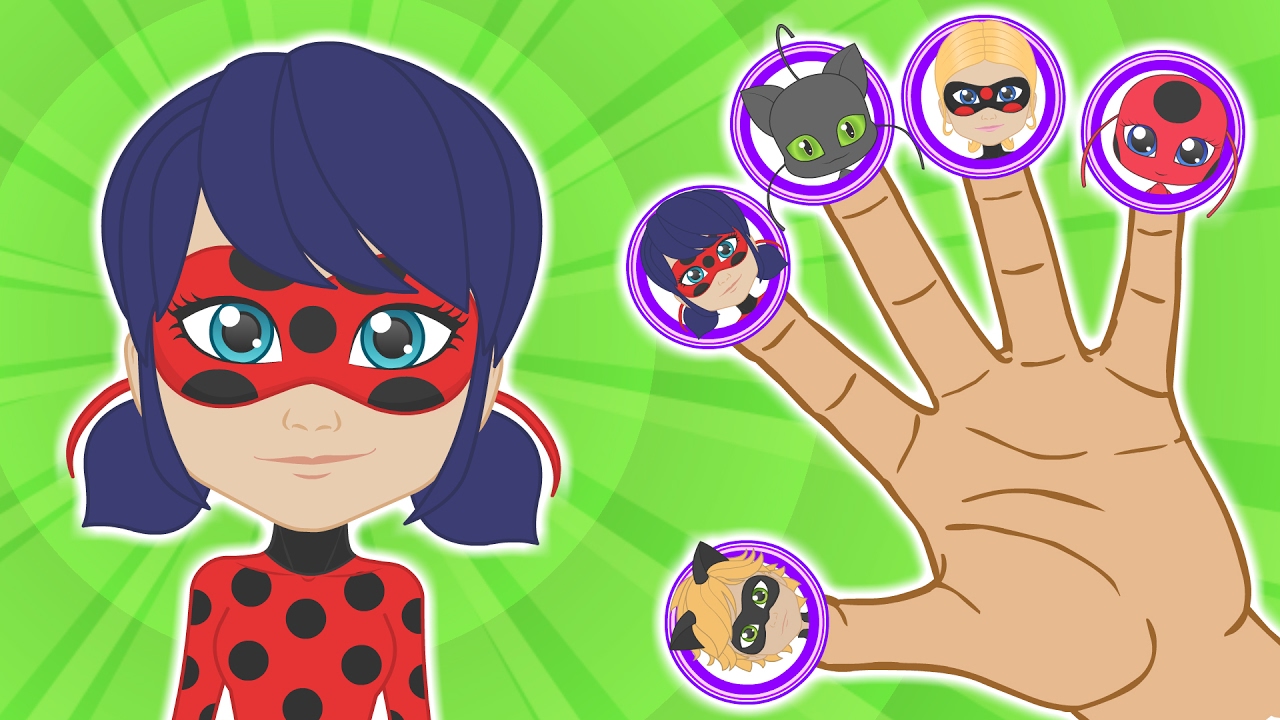👋 LADYBUG 👋 Finger Family with Cat Noir, Ladybug and more | Cartoons ...