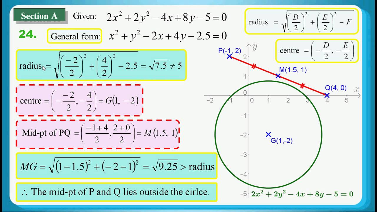 HKDSE 2013 Maths Core Paper 2 Q25: Circle Equation 圓形方程、Cosine Formula ...