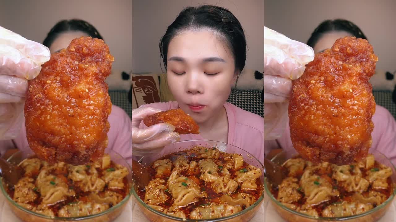 ASMR EATING | Real Mukbang | Spicy Noodle, Spicy Chicken, Dessert ...