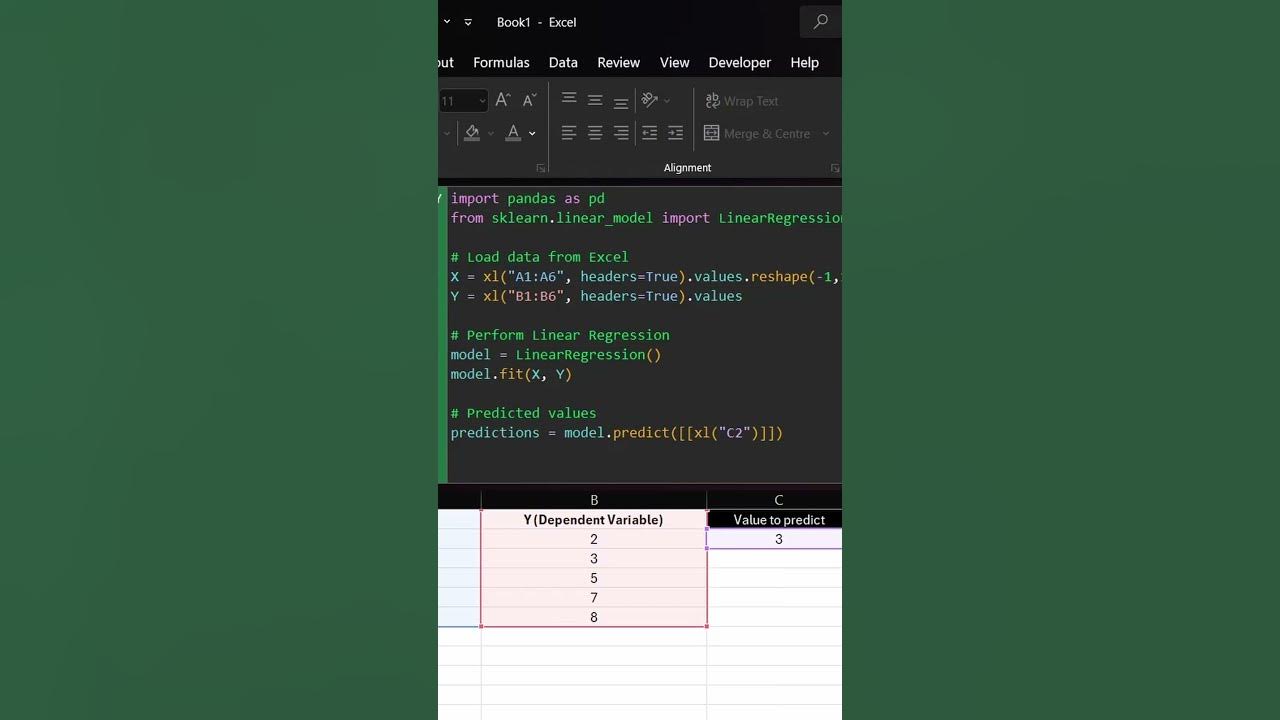 Perform Regression in Excel Using Python's sklearn and =PY 🚀📊 - YouTube