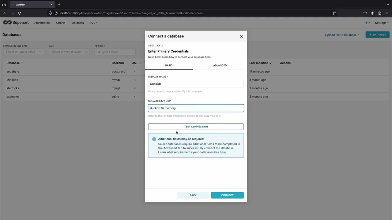 Apache Superset: How to Connect Apache Superset with DuckDB Memory - YouTube