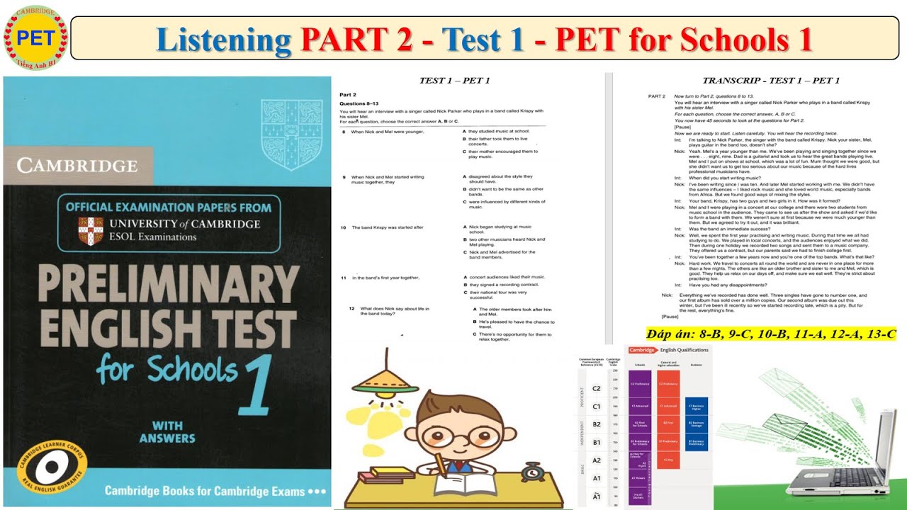 PET 1 Listening Part 2 Test 1 (Transcript + Key) - YouTube