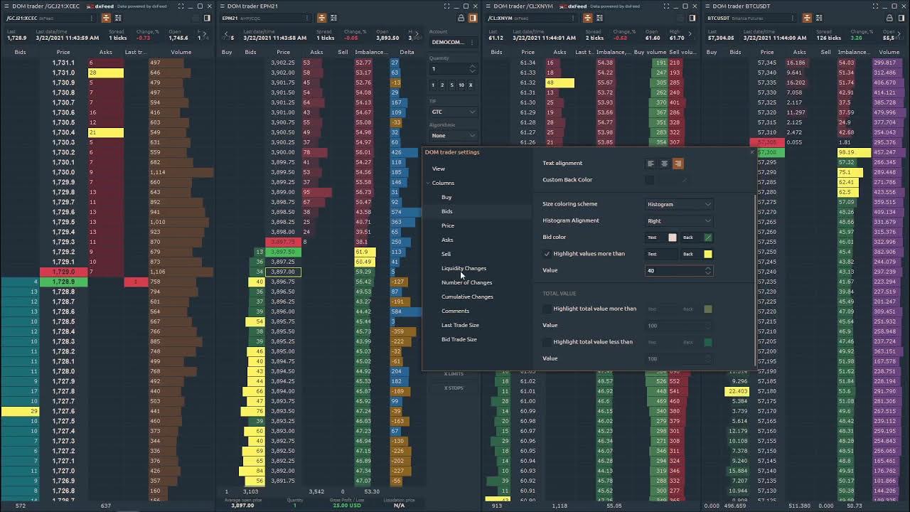 Quantower DOM Trader How to Setup Panel and Customize - YouTube