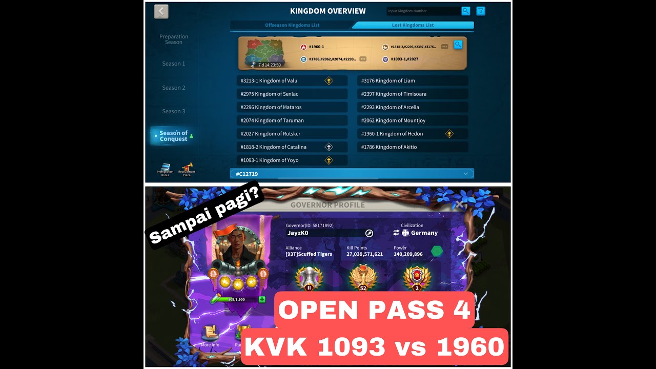 WAR OPEN PASS 4 ! OPEN PASS 4 KVK 1960 VS 1093 ! SAMPAI PAGI- RISE OF ...