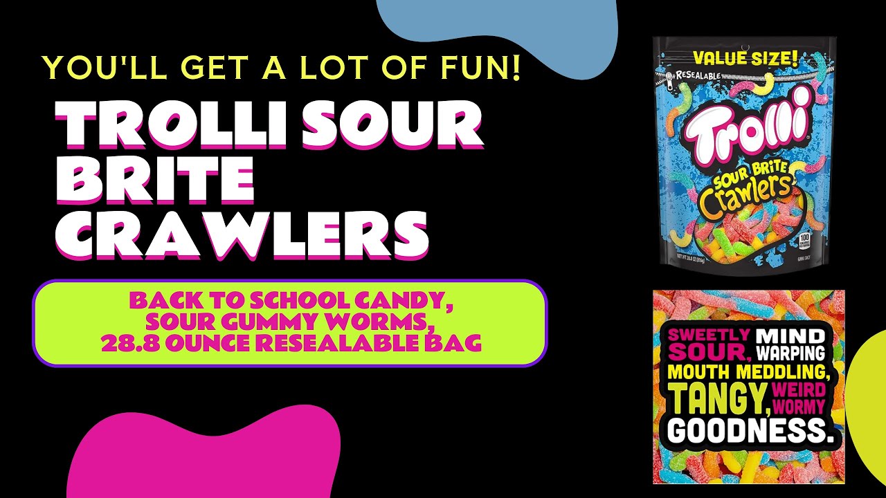 Trolli Sour Brite Crawlers, Back to School Candy, Sour Gummy Worms, 28. ...