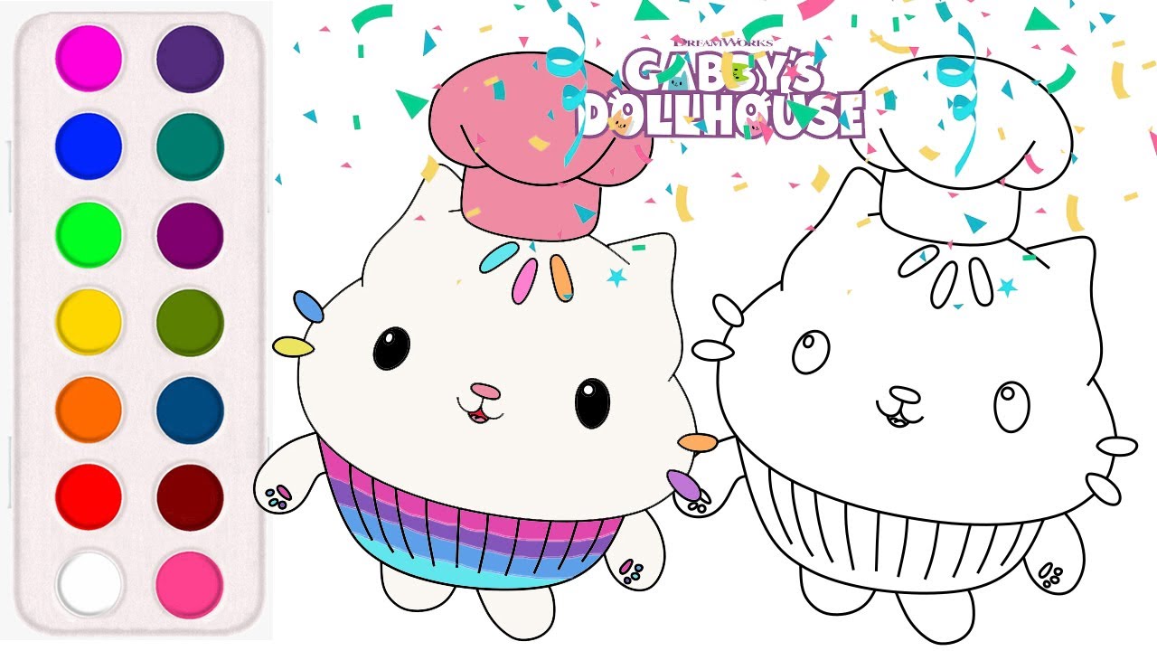 How to draw and color your favorite character Cakey from Gabby's ...