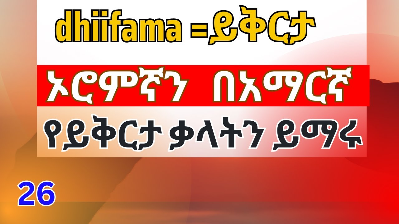 አፋን ኦሮሞን በአማርኛና በእንግሊዝኛ ይማሩ/Learn Afan Oromo in English and in Amharic ...