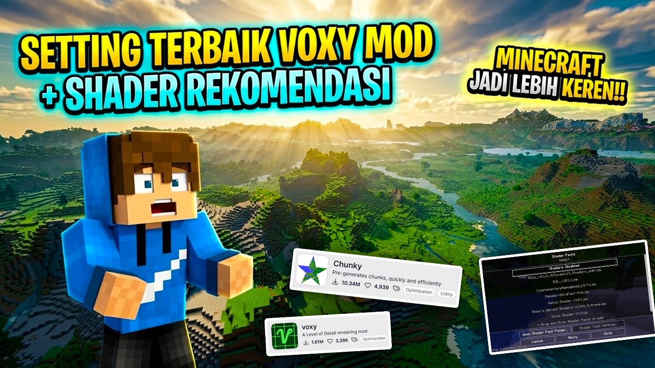 Minecraft Bisa Render 1000 Chunk?! Voxy Mod + Shader Setup - YouTube