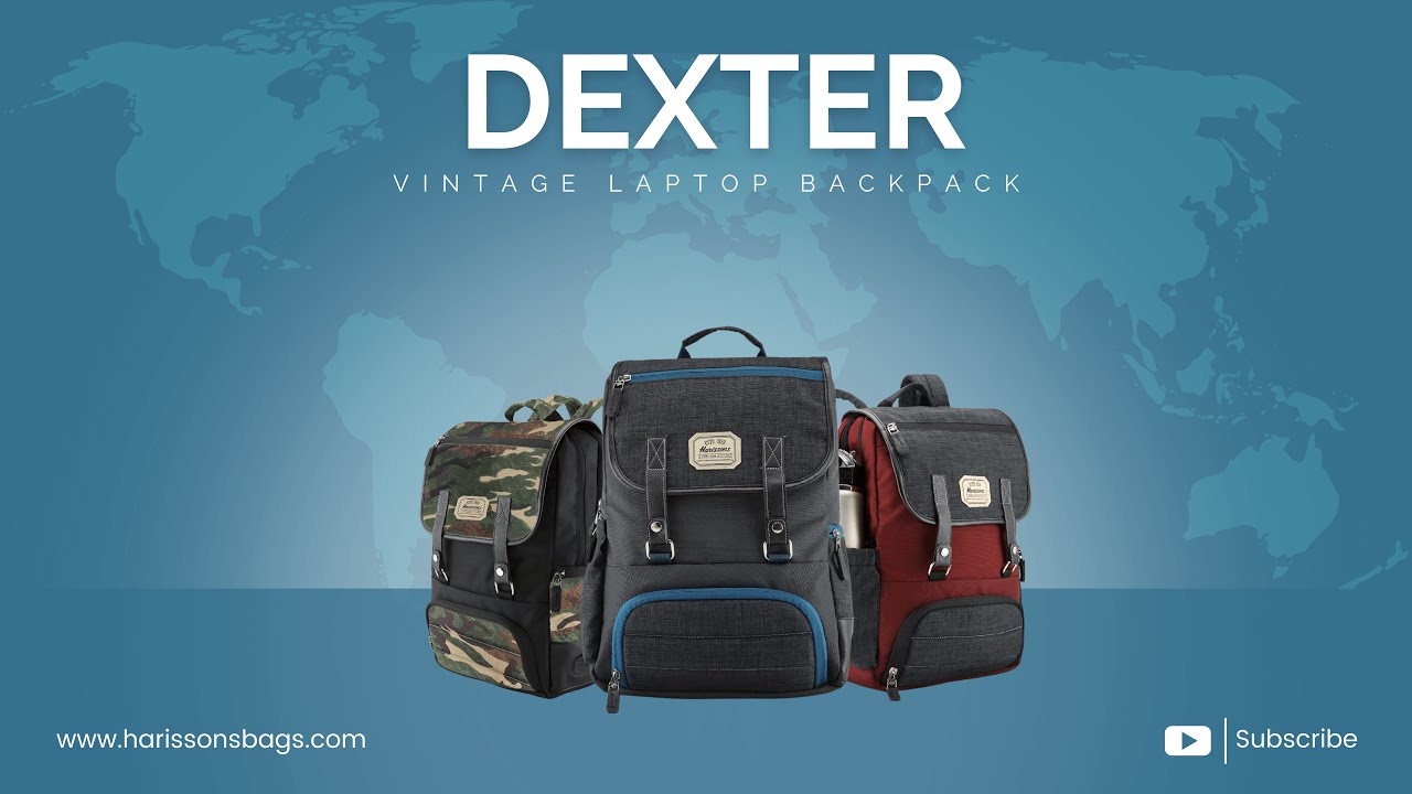 DEXTER 18L VINTAGE LAPTOP BACKPACK WITH EXTERNAL USB|AUX PORT AND QUICK ...