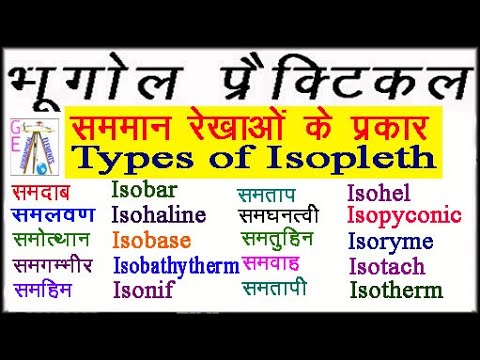 Types of isopleth, सममान रेखाओं के प्रकार , Isobar, Isohaline, Isohel ...