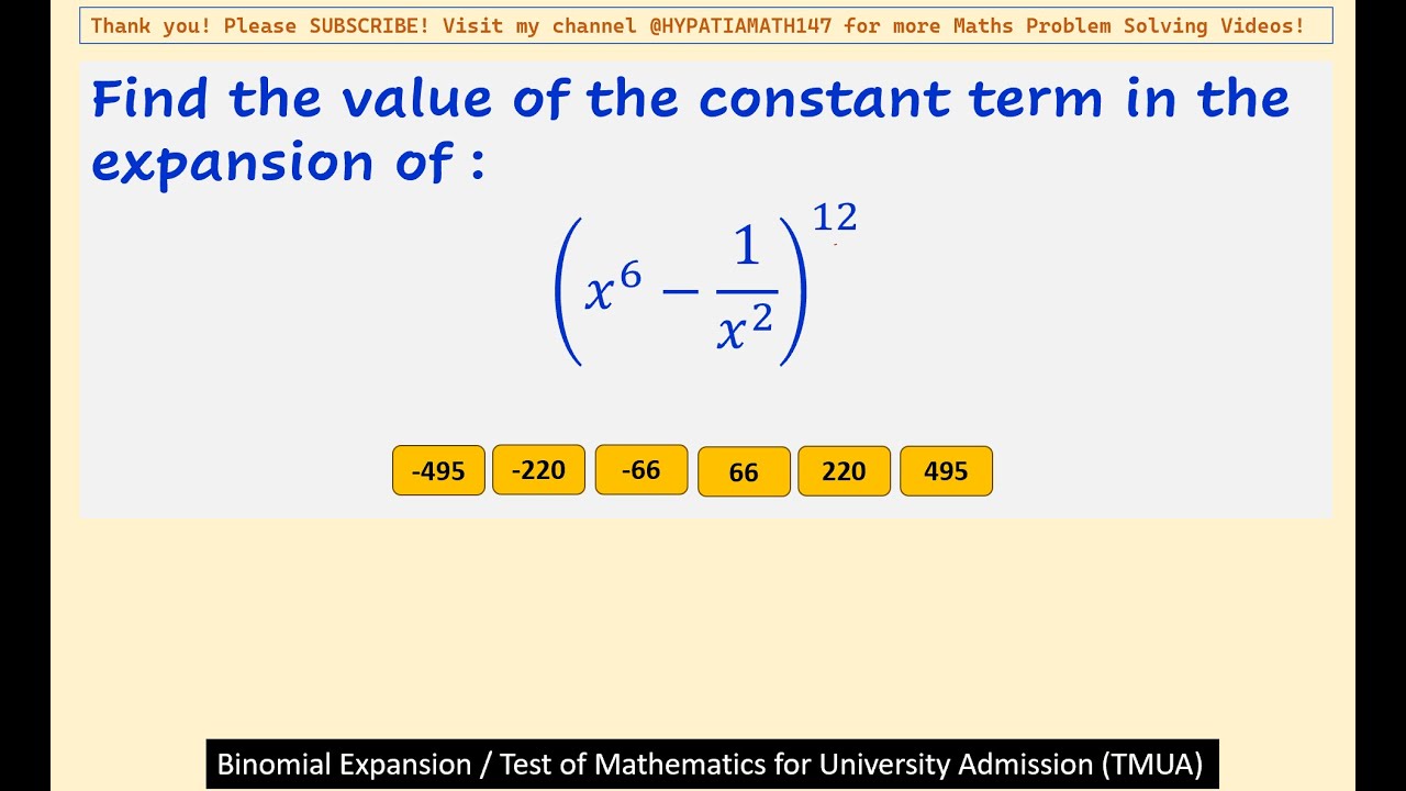 Binomial Expansion / Test of Mathematics for University Admission (TMUA ...