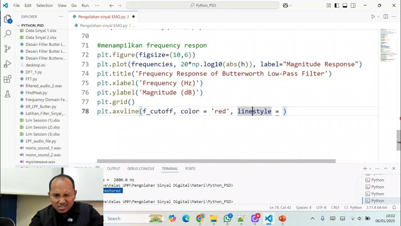 Digital Signal Processing - Butterworth Filter using Visual Code Studio - Python - YouTube