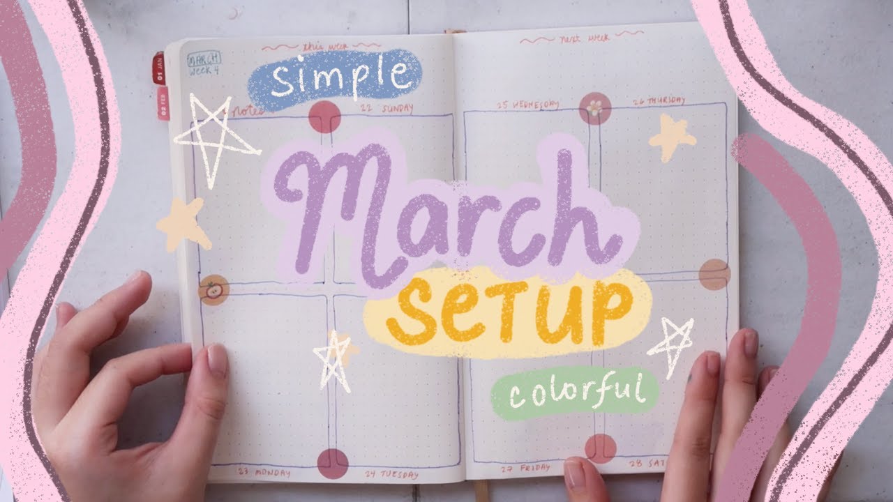 🌸March Bullet Journal Set Up 🤩(simple, cute & colorful!) - YouTube