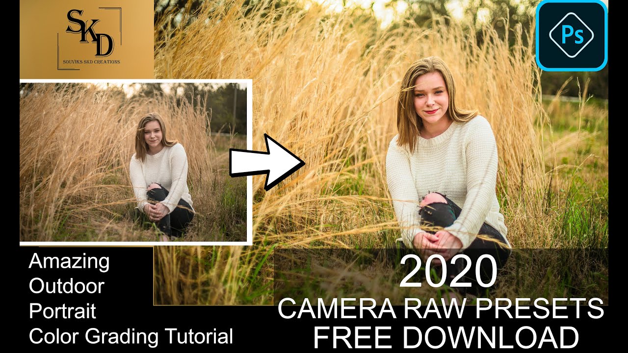 AMAZING OUTDOOR PORTRAIT COLOR GRADING TUTORIAL| FREE CAMERA RAW PRESET ...