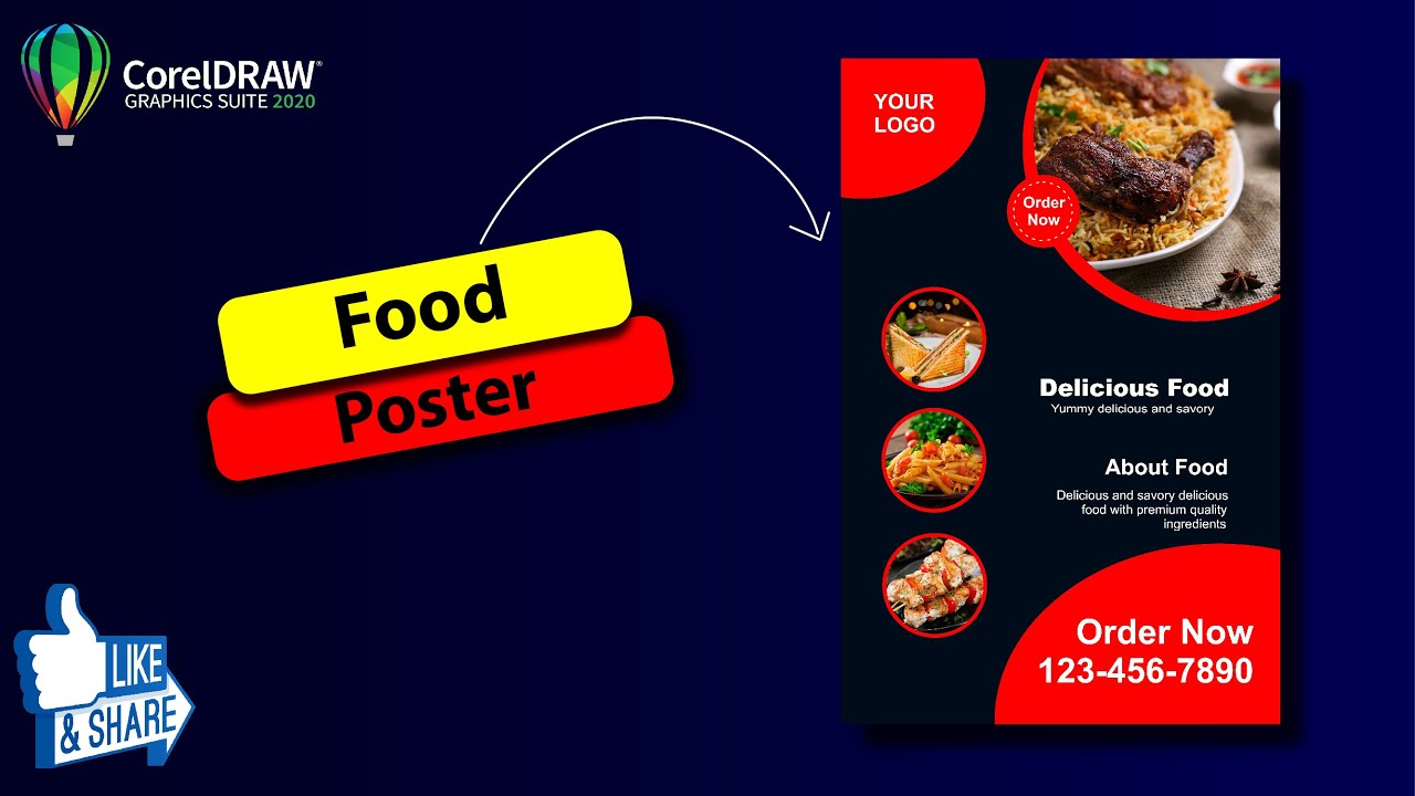 CorelDraw Tutorial | Food Poster Design for Restaurant | - YouTube