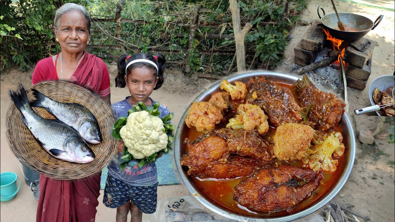 Fish Calyflower Recipe Village style |Fish cooking and eating |village ...