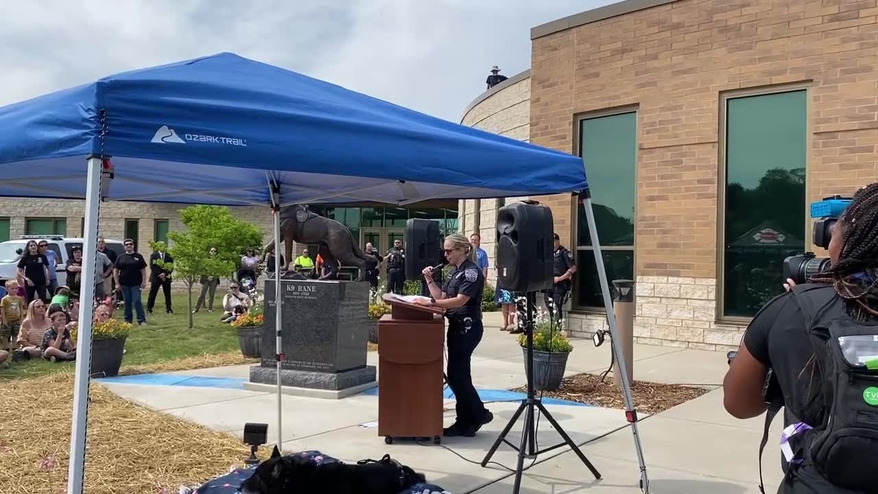 Holly McManus makes closing remarks at K9 Bane statue dedication - YouTube