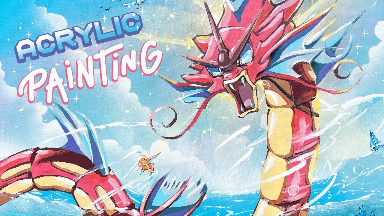 How to paint Red Gyarados ! - Pokémon acrylic painting - YouTube