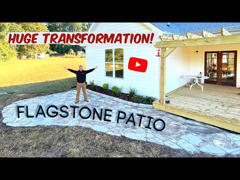 BACKYARD TRANSFORMATION. DIY Flagstone patio step by step.