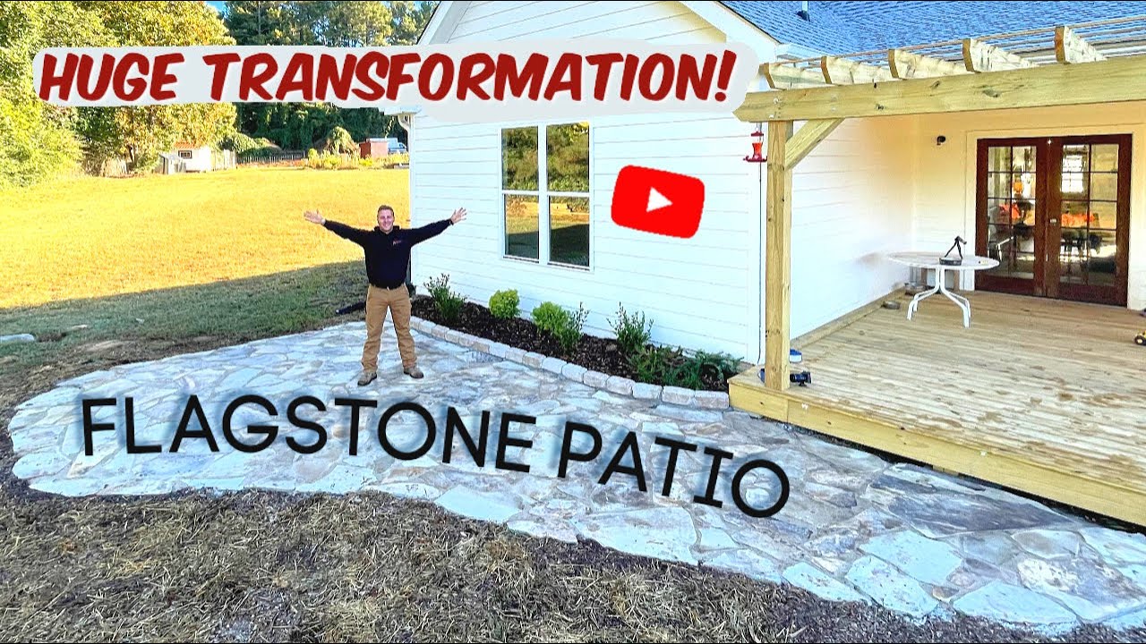 BACKYARD TRANSFORMATION. DIY Flagstone patio step by step. - YouTube